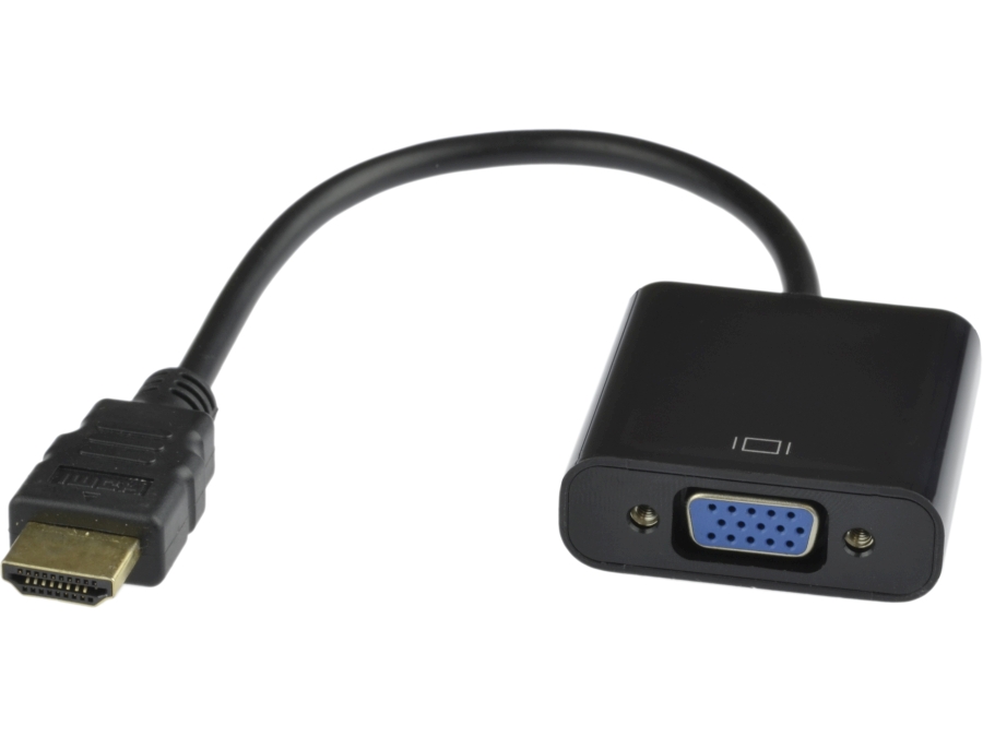 Adapter HDMI - SVGA (D-Sub 15-pin) Full HD (wtyk / gniazdo) czarny 20cm ...