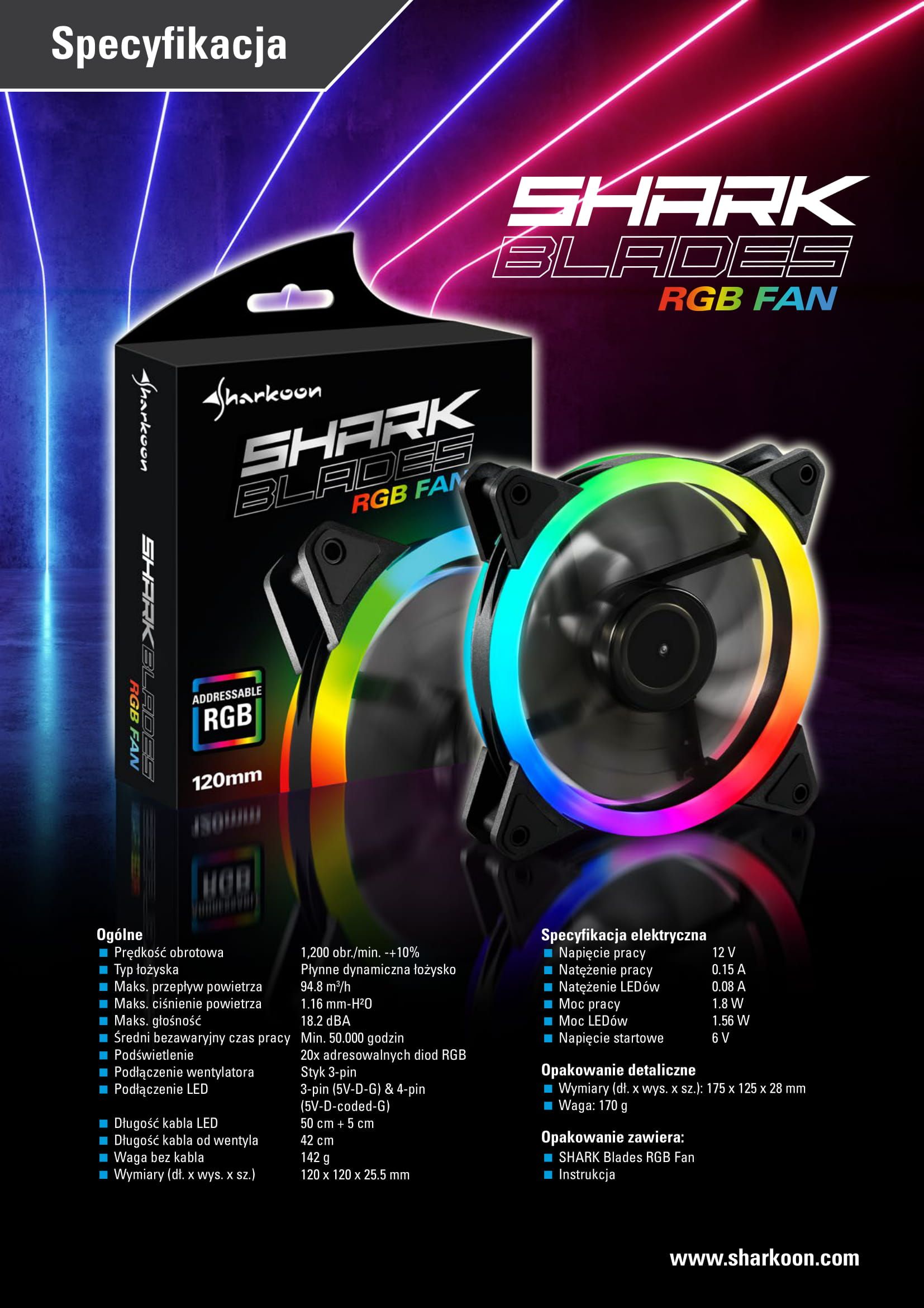 Sharkoon Blades RGB Fan - Wentylator - Morele.net