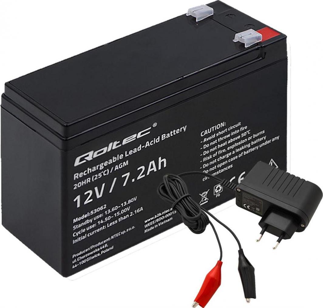 Qoltec Akumulator AGM Qoltec 12V 7.2Ah HQ + ładowarka - Morele.net