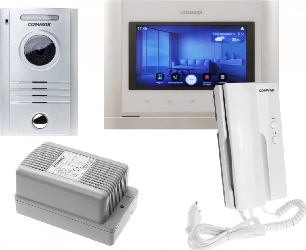 Commax Zestaw wideodomofonowy z monitorem 7", unifonem i kamera ...