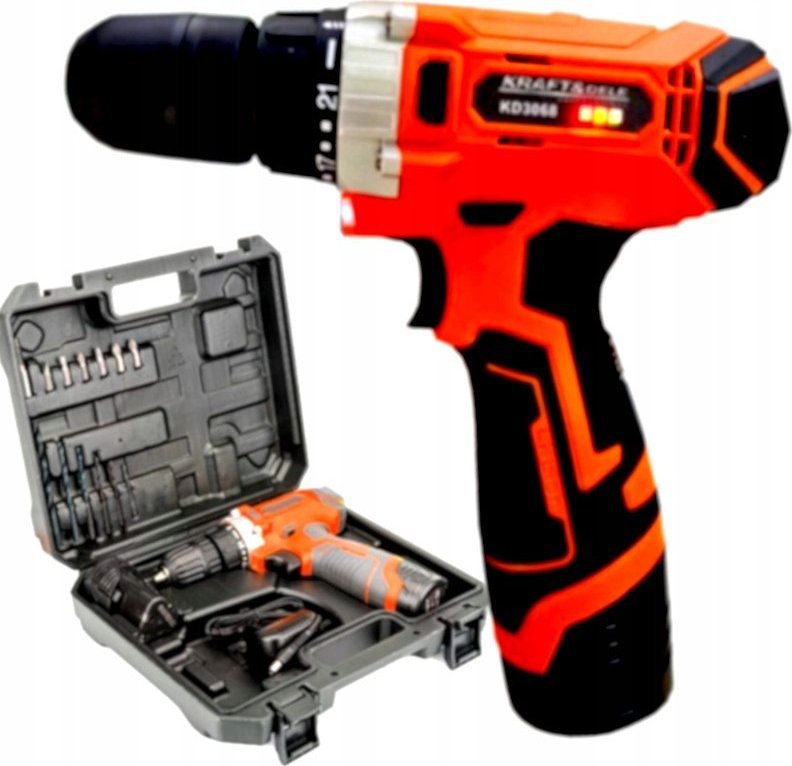 Kraft&Dele WKRĘTARKA AKUMULATOROWA WIERTARKA 12V LCD AKU BITY - Wiertarko-wkrętarka - Morele.net