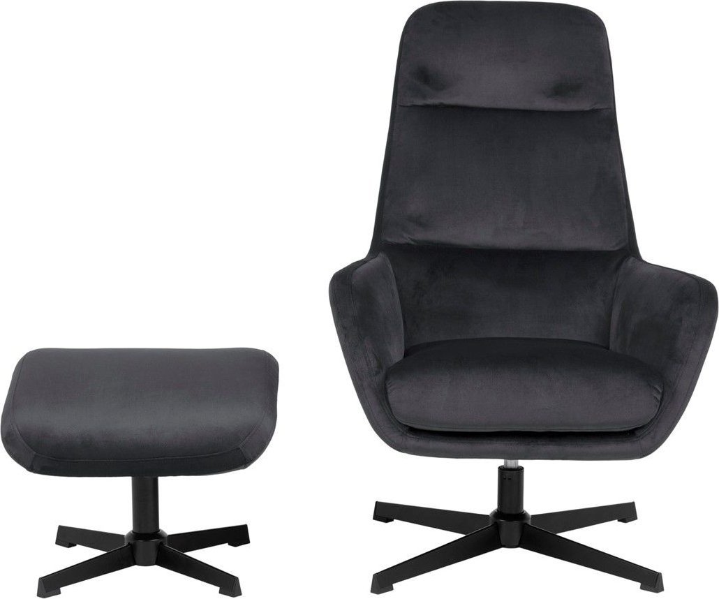 Actona ACTONA Fotel z podnóżkiem BURDEN ciemnoszary - Morele.net