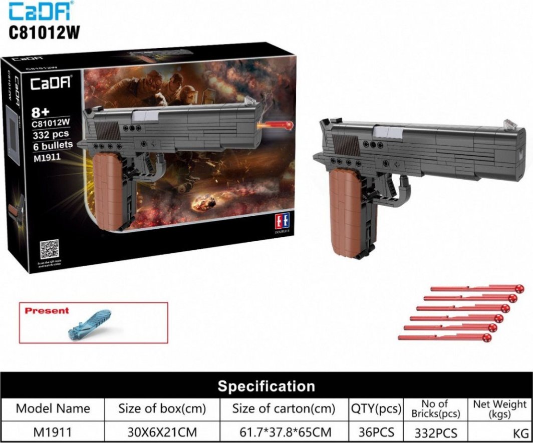Cada Klocki techniczne CaDA 332 el. Pistolet M1911 z funkcją strzelania ...