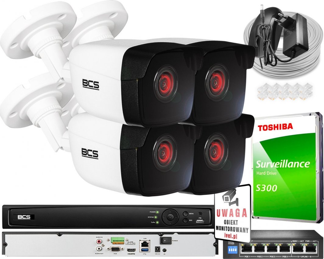 BCS View BCS View Zestaw monitoringu 4 kamer 4 MPx IR 30m, funkcje ...