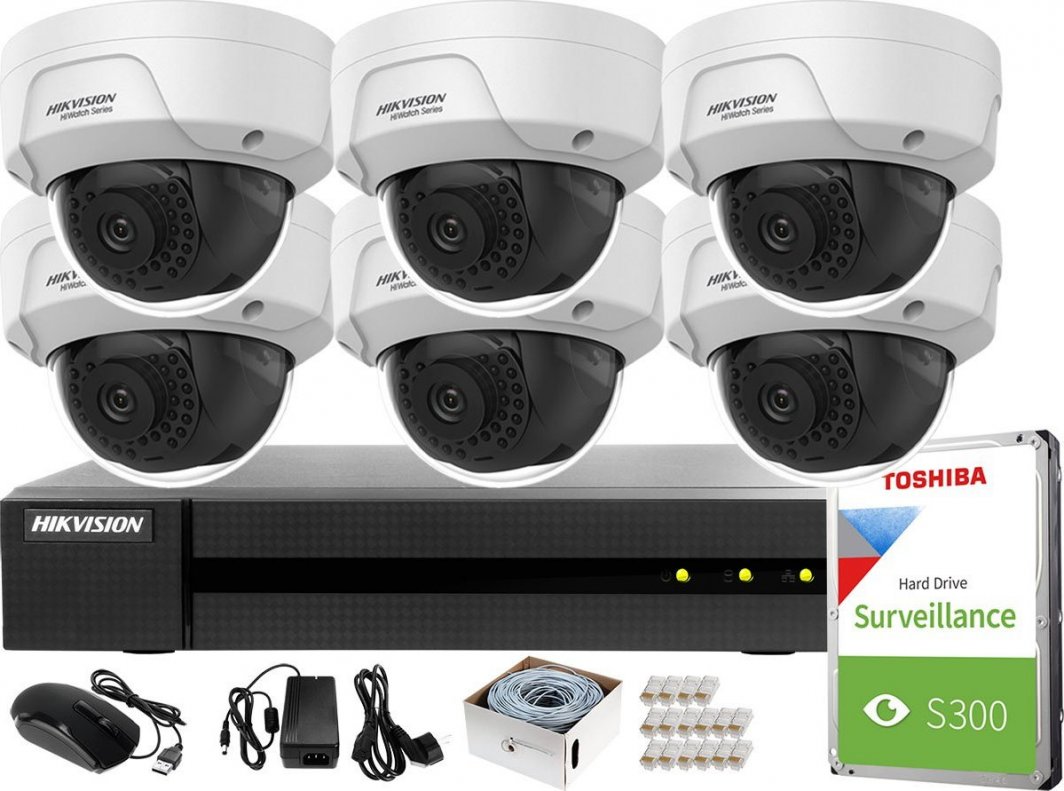 Hikvision Zestaw do monitoringu IP Hikvision 4MPx IR 30m NVR-8CH-POE 6x ...