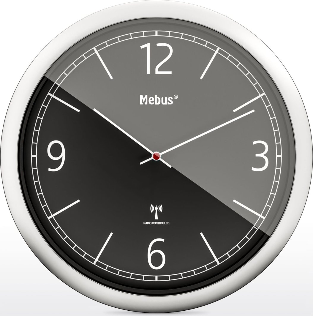 Mebus 19813 radio wall clock black/silver - Morele.net