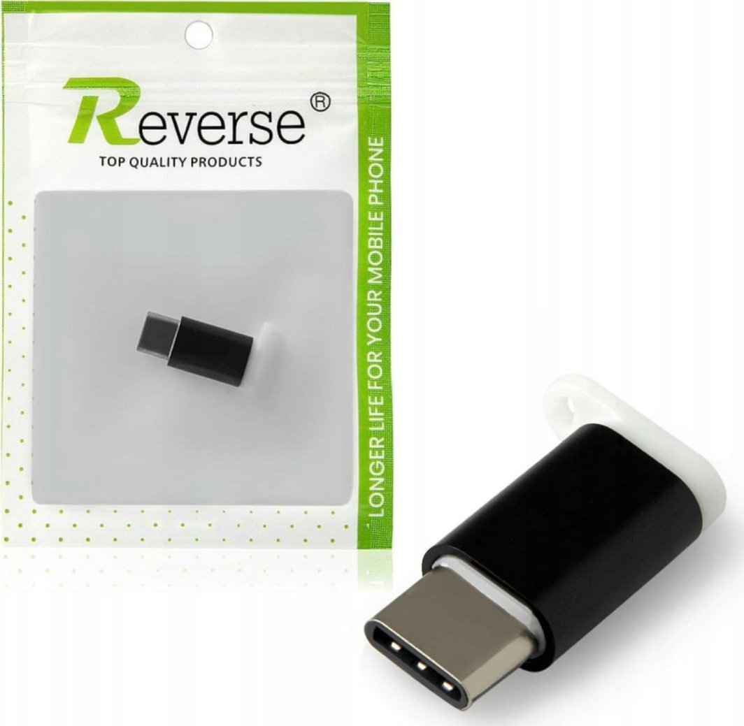 Revers Adapter Przejściówka REVERSE Złącze Micro USB do USB C Czarny ...