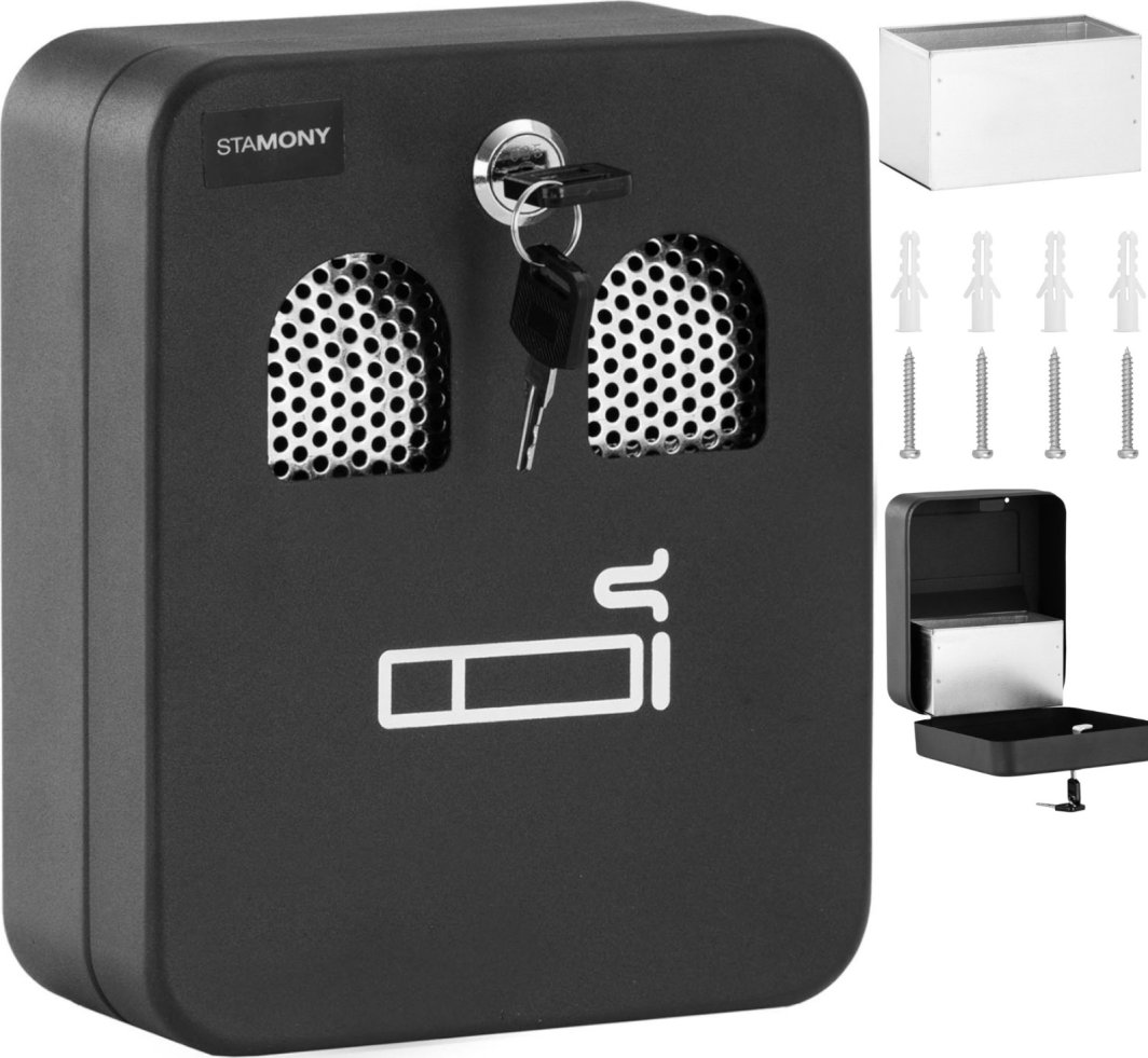 Stamony Popielniczka ścienna z wyjmowanym pojemnikiem zamykana na klucz ...