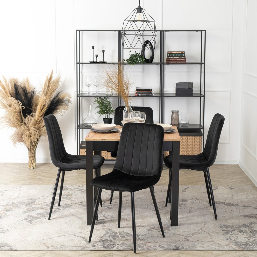 Mebel Elite Zestaw Stół Kwadratowy Rozkładany BEN 80-200 cm Dąb Craft i ...