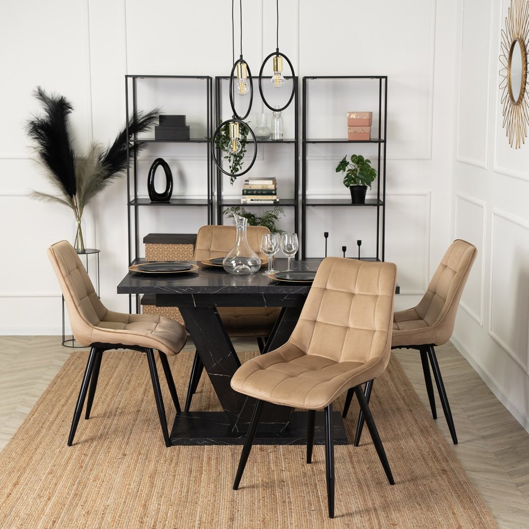 Mebel Elite Zestaw Stół Prostokątny Rozkładany CLARK 120-160 cm Czarny ...