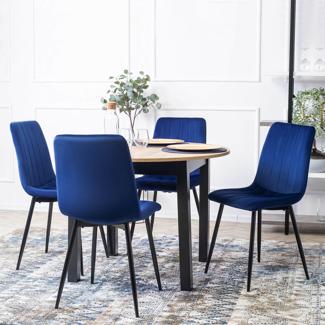 Mebel Elite Zestaw Stół Okrągły Rozkładany HARRY 102-142 4 Krzesła ...