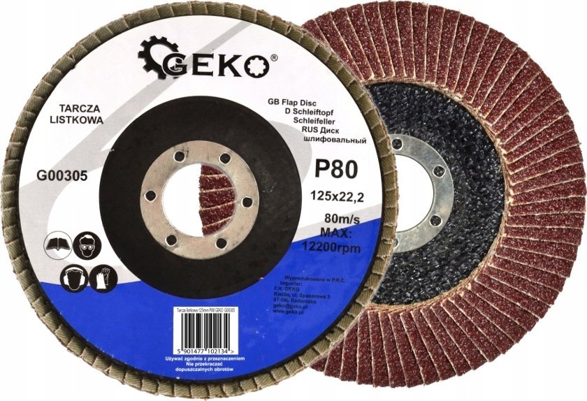 Geko Tarcza listkowa 125mm P80 (10/200) - Morele.net