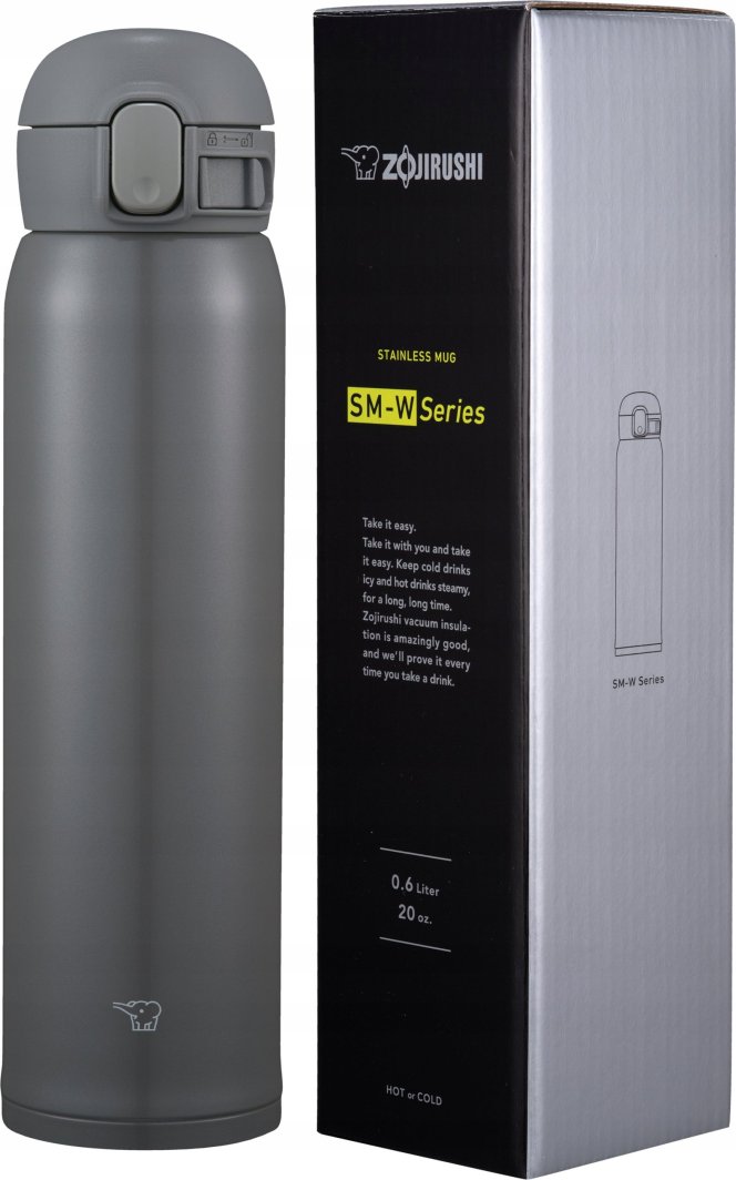 ZOJIRUSHI Duży kubek termiczny SM-WR60-HP 480 ml Szary JAPOŃSKI - Morele.net