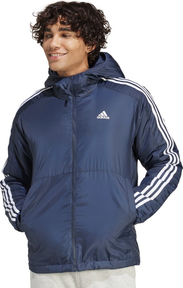 Adidas Kurtka męska Essentials 3-Stripes Insulated Hooded granatowa ...