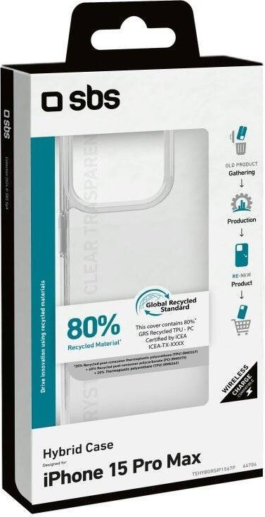 SBS Mobile SBS Eco-sustainable cover made from recycled materials for iPhone 15 Pro Max standard ...
