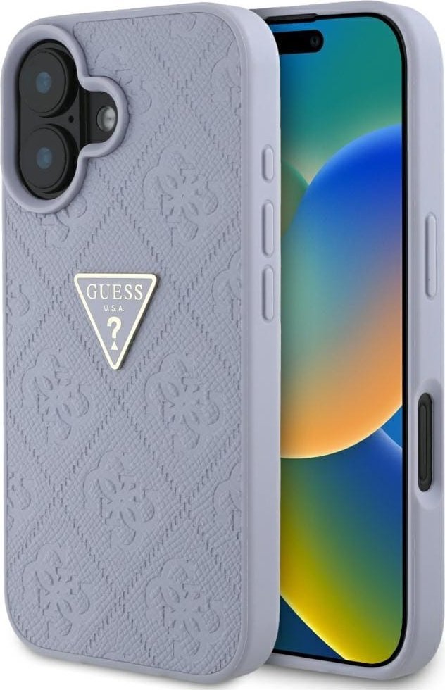 Guess Guess Hot Stamp 4G Pattern Triangle Metal Logo iPhone 16 Case ...