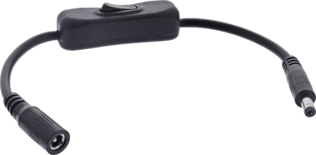 InLine InLine® DC Kabel mit Schalter, DC ST/BU 5,5x2,1mm, AWG 18, schwarz, 0,20m - Kabel ...