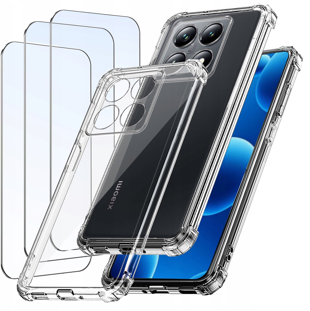 krainaGSM ZESTAW Etui do Xiaomi 14T Pro ANTI-SHOCK WZMACNIANE 3X SZKŁO ...