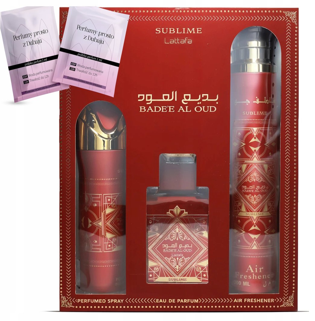 SET LATTAFA Sublime Badee Al Oud EDP spray 100ml + PERFUMED SPRAY 200ml ...