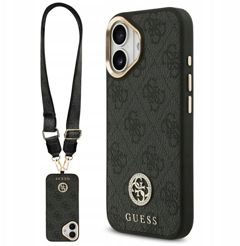 Guess Etui Guess 4G Strass Logo & Big Strap Metal Buttons MagSafe do iPhone 17 czarny - Morele.net