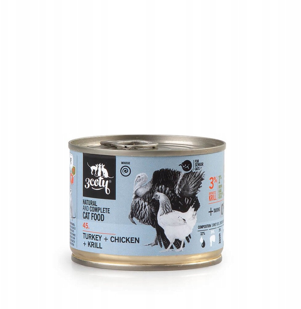 3coty 3Coty TURKEY + CHICKEN/KRILL for Senior Cats 180g - Morele.net