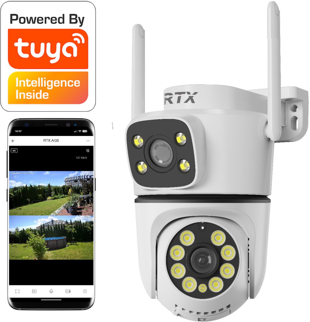 RTX Kamera RTX IP Tuya Zewnętrzna Obrotowa 2-way Audio Zapis SD # 2 ...