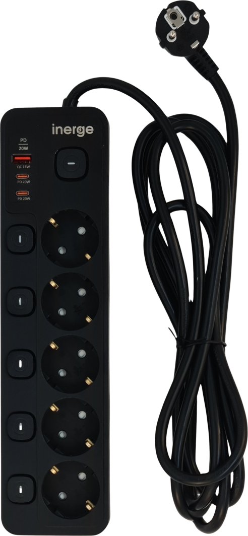 Inerge Przedłużacz INERGE 5-gniazdowy 2m ECE-0522PD-02-B - Morele.net