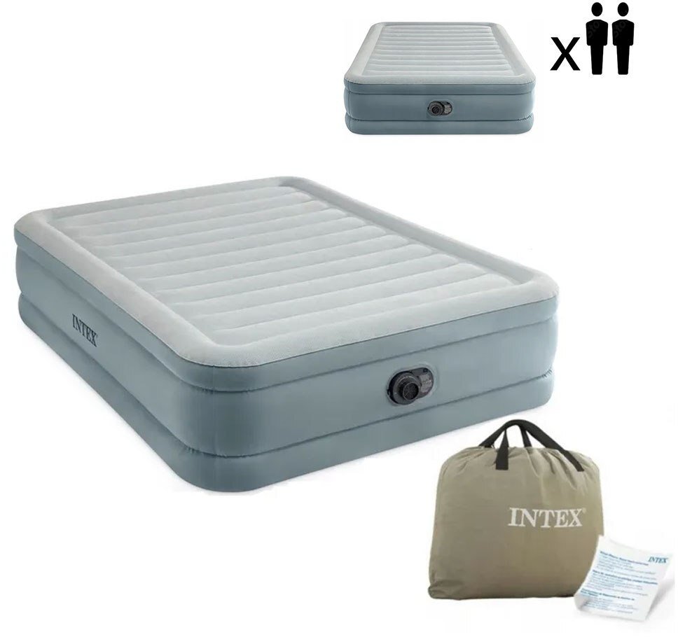 Intex Materac dmuchany dwuosobowy 203x152x46 cm z wbudowaną pompką ...