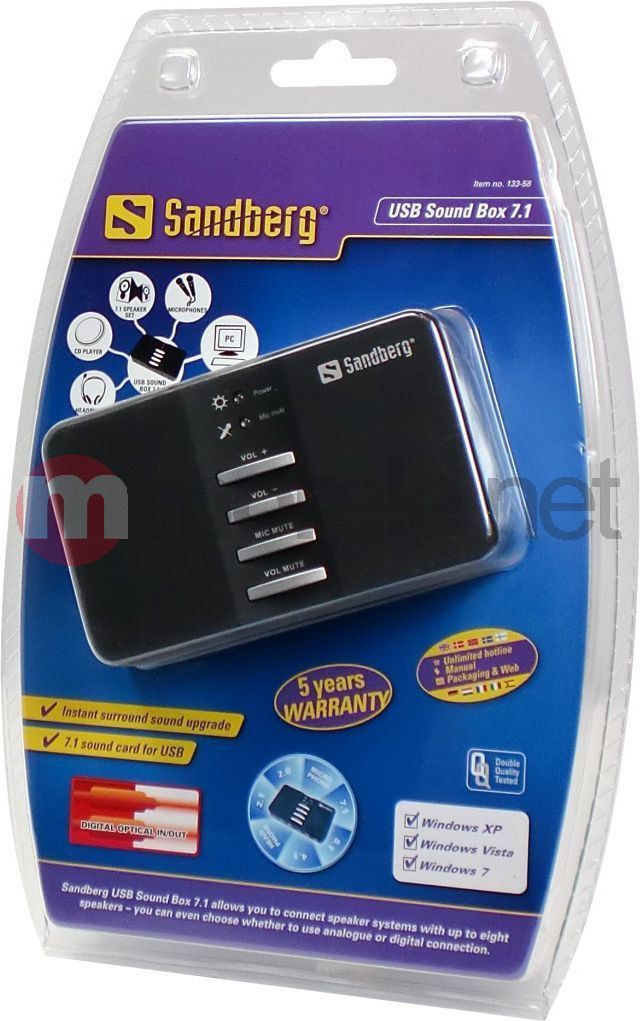 Sandberg zewnętrzna karta dźwiękowa USB Sound Box 7.1 (133-58) - Karta ...