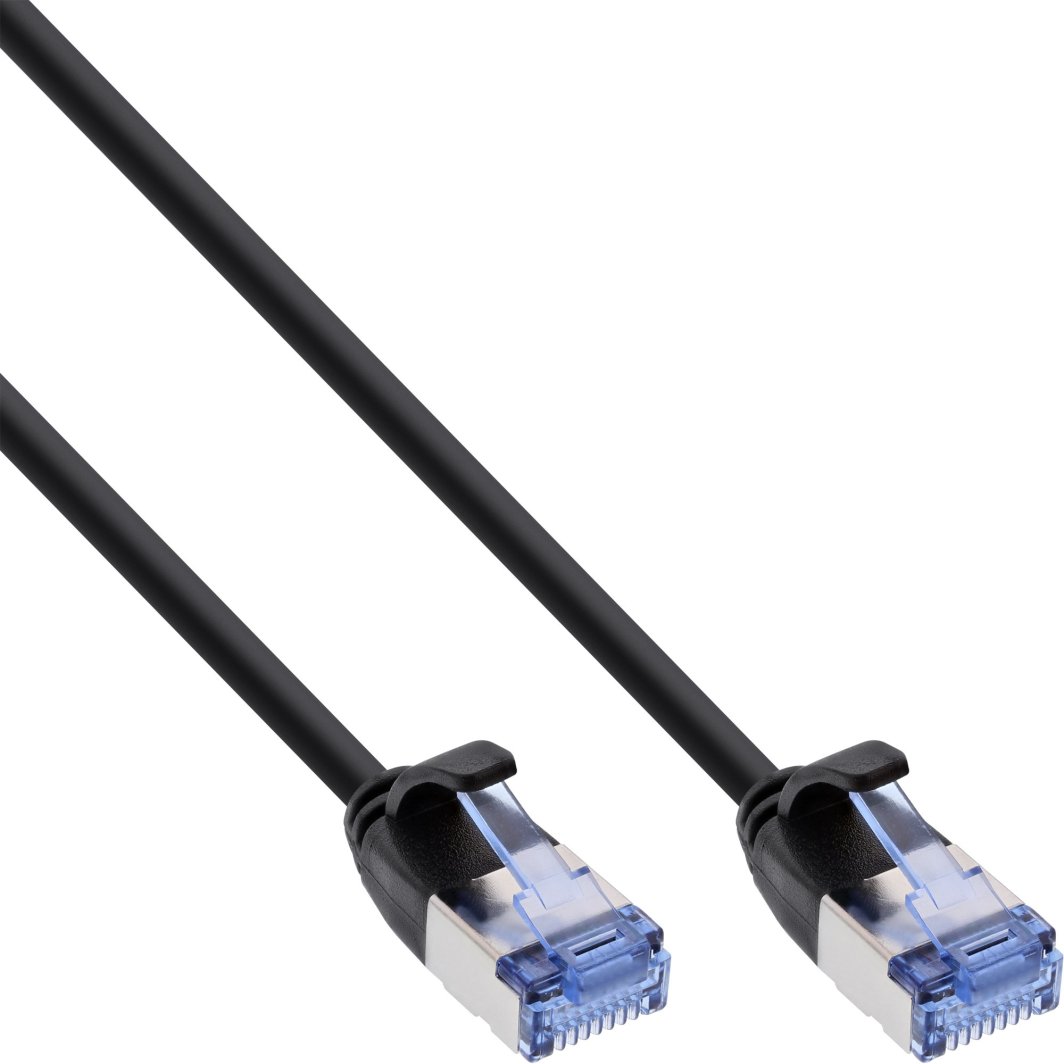 InLine lata 80. B-Pack kabel patch slim, U/FTP PiMf, Cat.6A, czarny, 2m ...