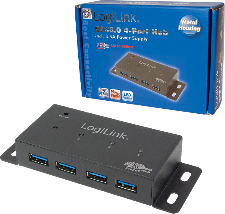 LogiLink 4 porty USB 3.0, z zasilaczem (UA0149) - HUB USB - Morele.net LogiLink 4 porty USB 3.0, z zasilaczem (UA0149) - HUB USB - Morele.net