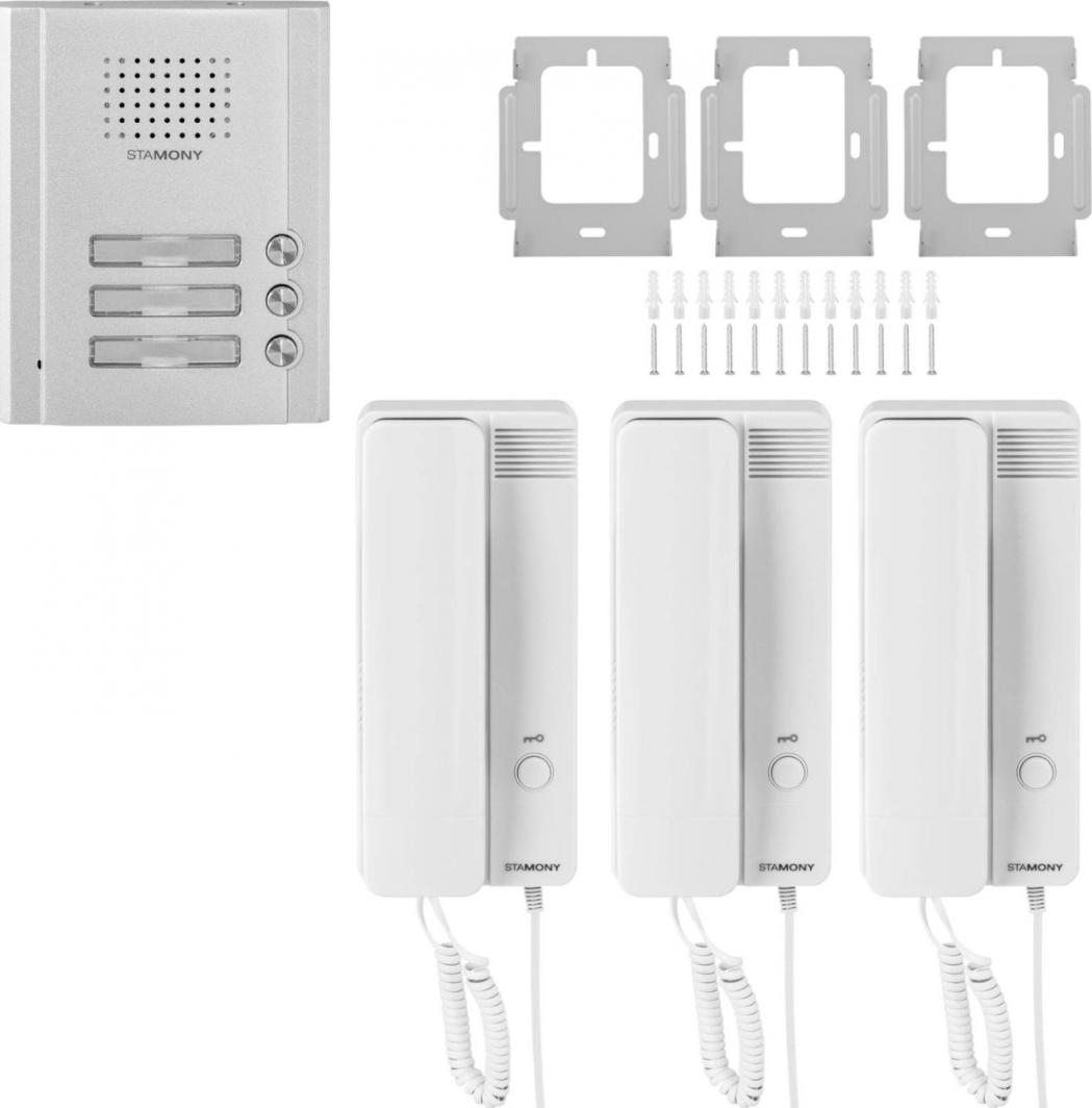 Stamony Domofon natynkowy do domu trzyrodzinnego 3 słuchawki 100 m ...