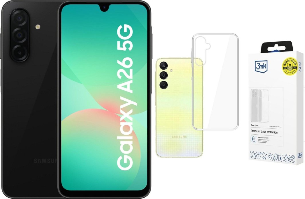 Samsung Galaxy A26 5G 8/256GB Czarny (SM-A266BZKCEUB) + Etui Clear Case ...