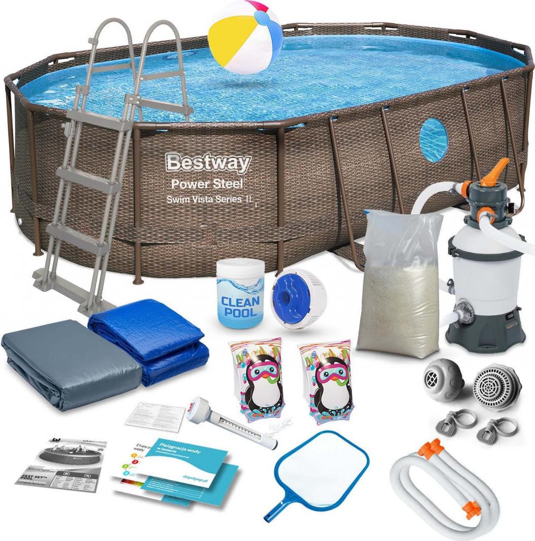 Bestway Basen stelażowy Power Steel 488x305cm 18w1 (56946) - Morele.net