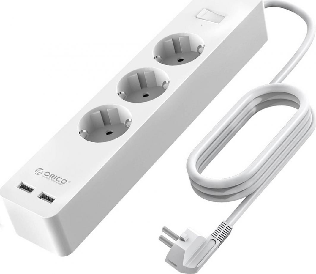 Orico GPC-3A2U-EU-WH przeciwprzepięciowa 3 gniazd 1.5 m biała (GPC-3A2U ...