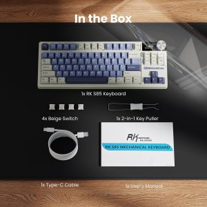 Royal Kludge ROYAL KLUDGE RK S85 Horizon Blue Gaming Keyboard Beige ...