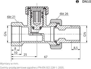 Perfexim Zawór grzejnikowy odcinający prosty 3/8" PN10 (20-031-0001-300 ...