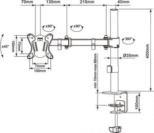 Cabletech Uchwyt biurkowy na monitor 13" - 27" (UCH0211) - Morele.net